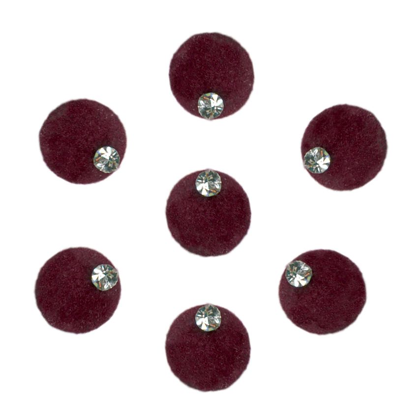 Maroon Round Felt Bindis with White Stone