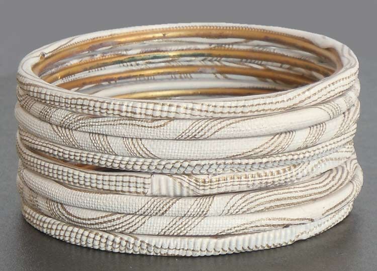 Off-White with Beige Painted Lac Churi