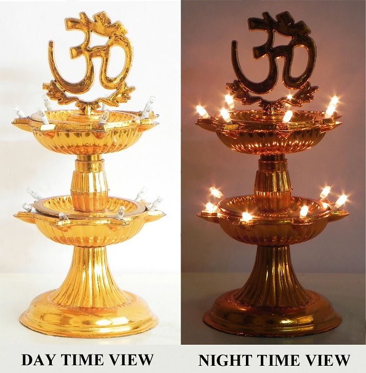 Decorative Two Tier Electric Lamp with Adapter