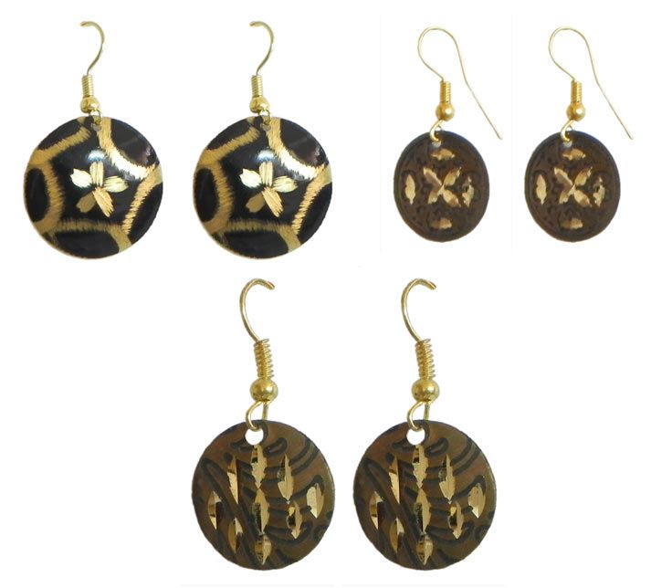 Set of Three Designer Metal Earrings