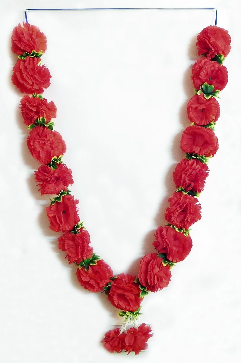 Red with Green Ribbon Artificial Garland