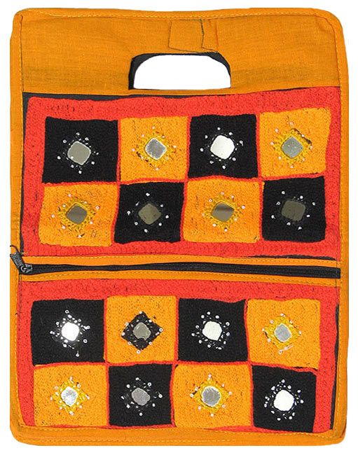 Mirror Work Folding Cloth Bag - 6.5 x 9.5 inches