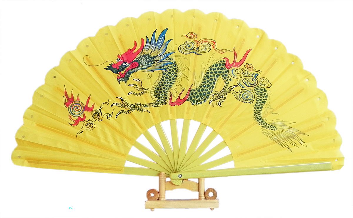 Yellow Silk Cloth Folding Fan