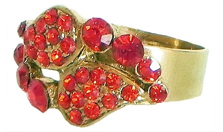 Red Stone Studded Paisley Design Ring