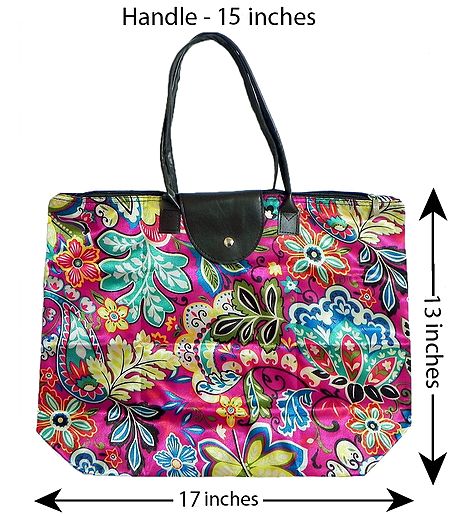 Foldable Multicolor Floral Printed Rexine Bag