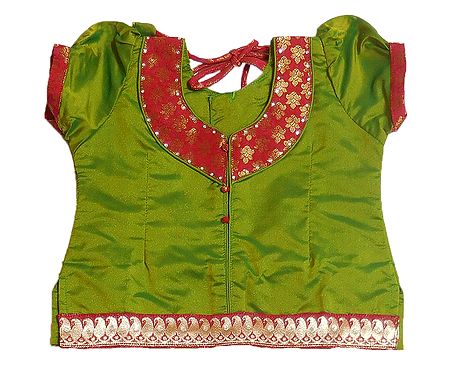Red Ghagra and Green Choli for Baby Girl