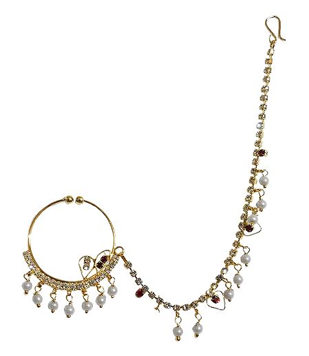 Gold Plated Nose Ring with Chain