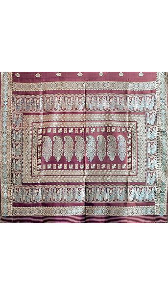 Royal Purple Baluchari Silk Saree with All-Over Boota and Woven King ...