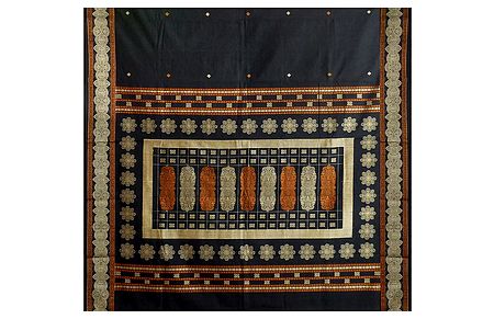 Shop Online Black Bomkai Cotton Saree