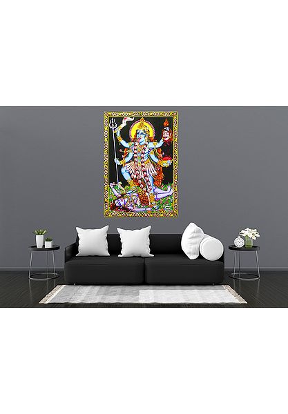 Goddess Kali - Printed Cloth with Sequin Work
