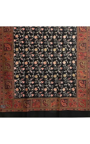 Black Designer Kani Shawl with Ari Stitch Embroidery