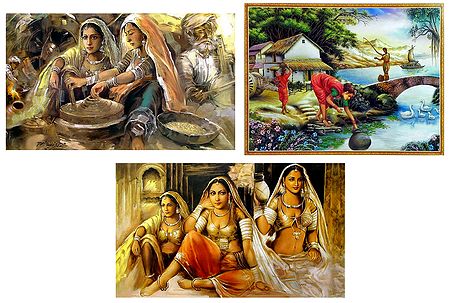 Rural Life of India - Set of 3 Posters