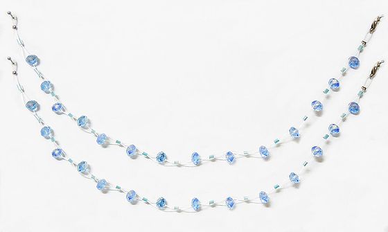 Pair of Light Blue Crystal Bead Anklet - 11 inches Each