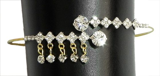 White Stone Studded Gold Polish Cuff Armlet (To wear on upper arm)