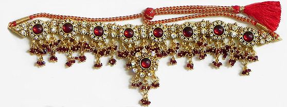 Maroon and White Stone Studded Gorgeous Armlet (To wear on upper arm)