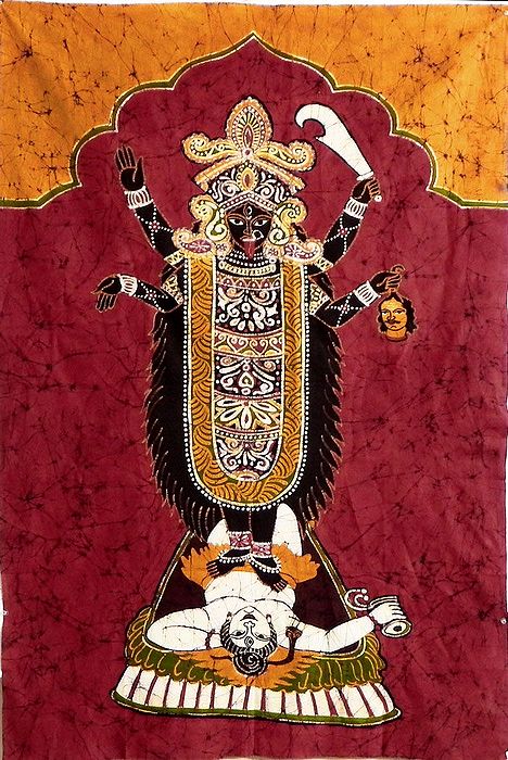 Goddess Kali - Batik Painting on Cotton Cloth - 53 x 36 inches