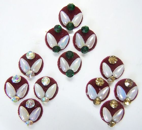 White Beaded Maroon Round Bindis