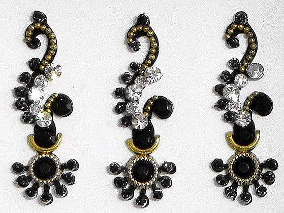 Stone Studded Designer Black Bindis