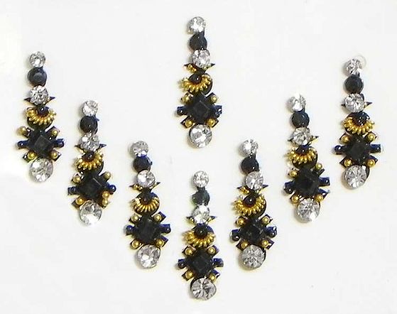 White and Black Stone Studded Designer Bindis
