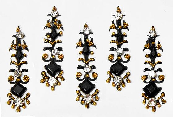 Black Stone Studded Long Bindis