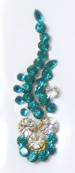 Cyan Blue Stone Studded Long Bindi