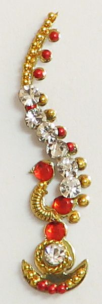 Dark Saffron and White Stone Studded Bindi