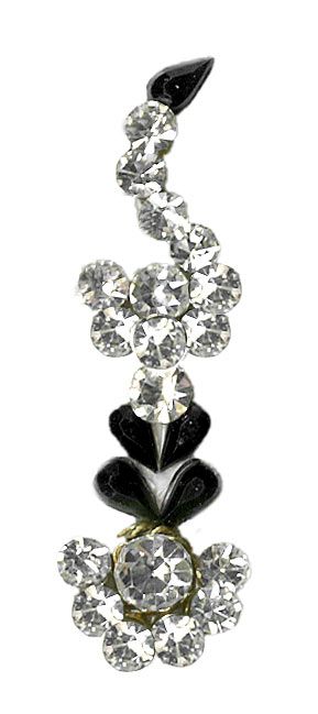 Single Black and White Stone Bindi - Length - 1 inch