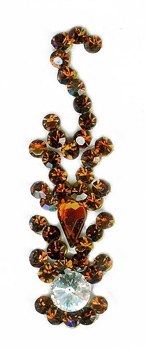 Brown Stone Studded Single Bindi - 1.25 inches