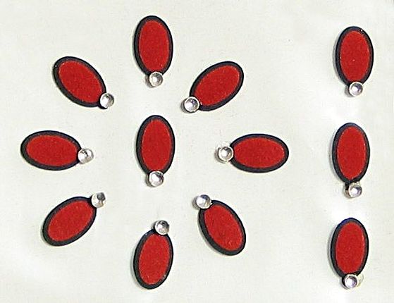 Red Oval Bindi with White Stone