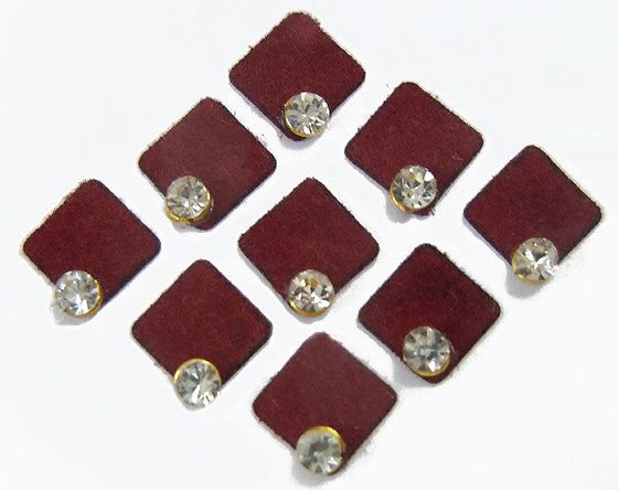 Maroon Felt Square Bindis with White Stone
