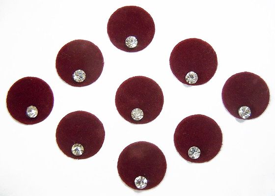 Maroon Felt Round Bindis with White Stone