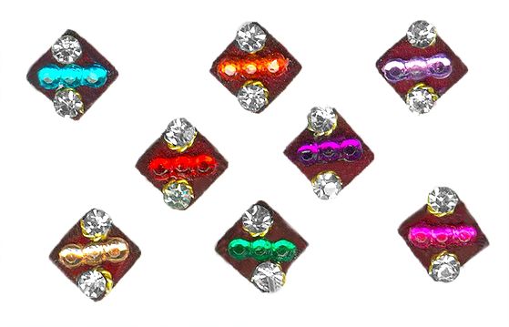 Colorful Stone Studded Square Bindis