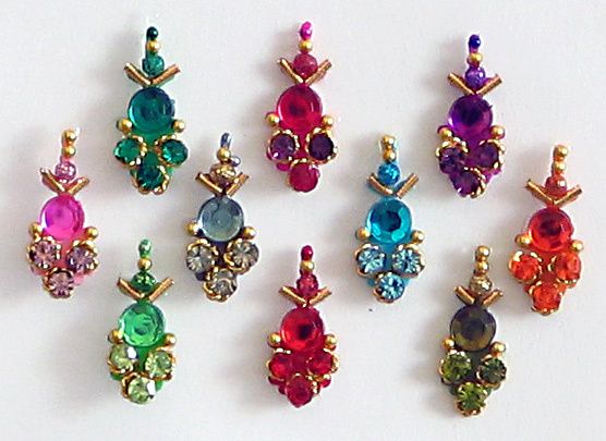 Flower Bouquet - Colorful Crystal Long Bindis