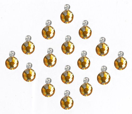 Golden Round Stone Bindis with White Stones