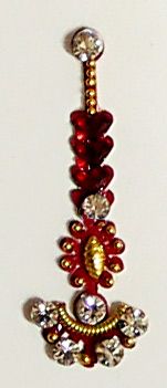 Red and White Stone Studded Long Bindi