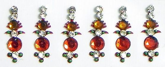Red and White Stone Studded Medium Bindis