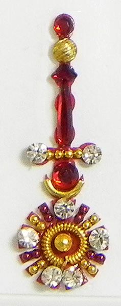 Maroon Bindi with White Stone