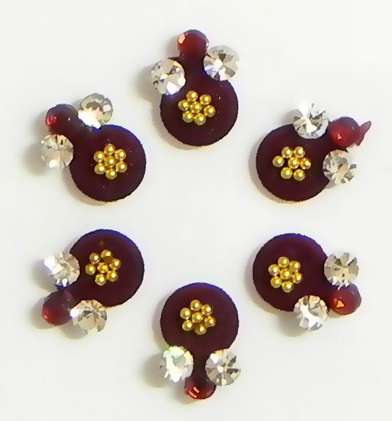 Maroon Round Bindis with Stone