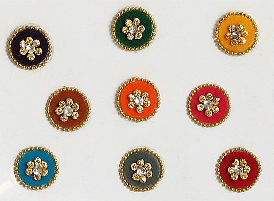 Multicolor Glitter Bindi with White Stone