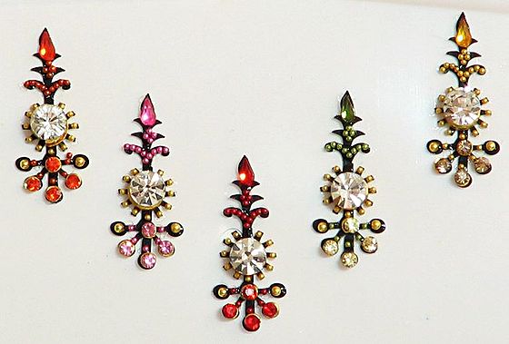 Multicolor Stone Studded Long Bindis
