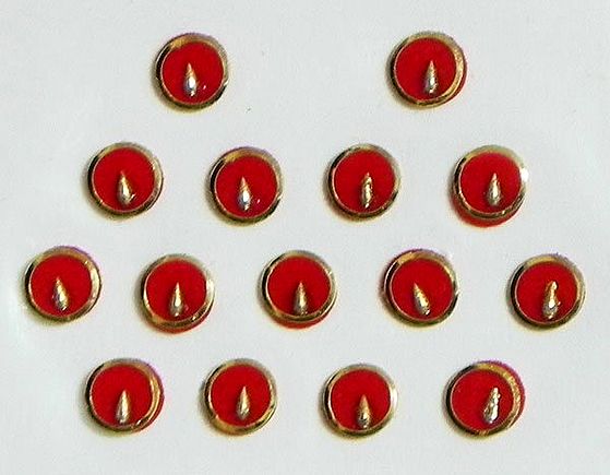 Red Round Bindis with Golden Border