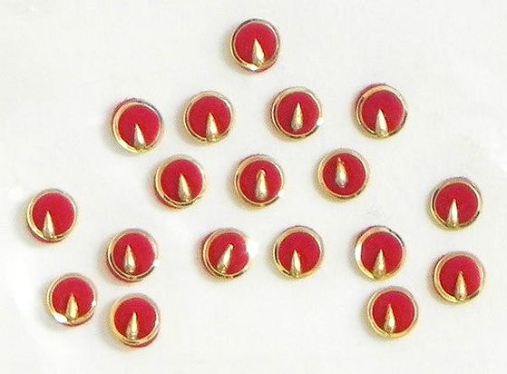 Red Round Bindis with Golden Border