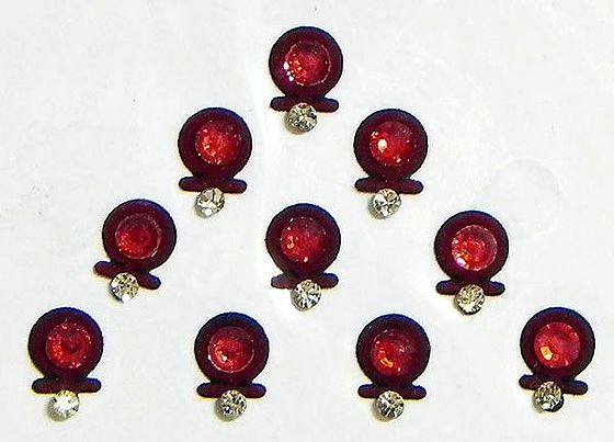 Red Round Stone Bindis