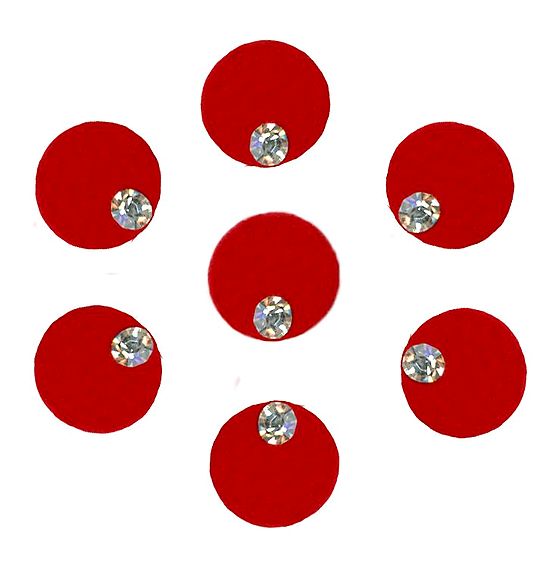 Red Round Bindis with White Stone
