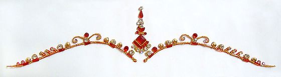 Red and White Stone Studded Bridal Bindi