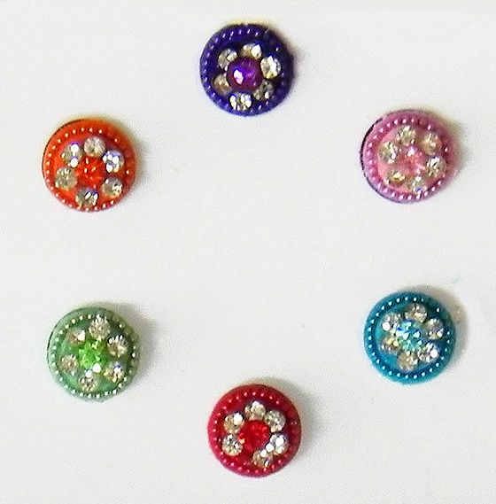 Multicolor White Stone Studded Small Round Bindis