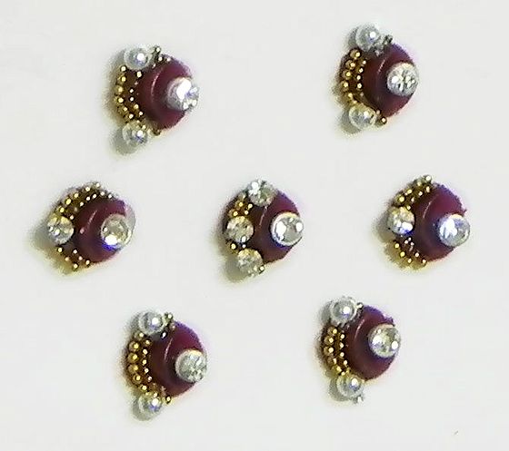 White Stone Studded Maroon Bindis