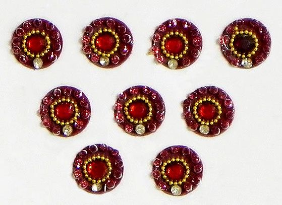 Maroon Round Bindis with Stone