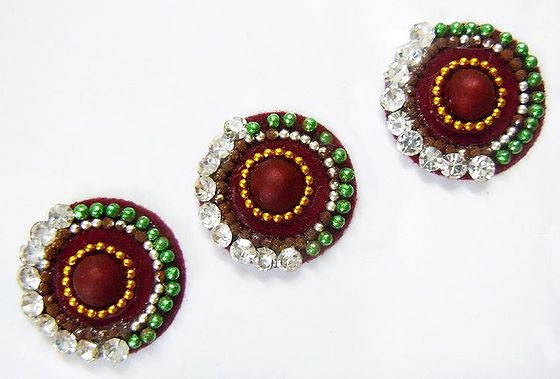 Maroon Stone Studded Round Bindis