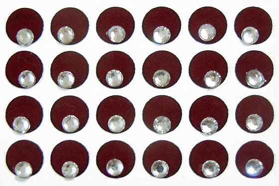 Maroon Felt Round Bindis with White Stones